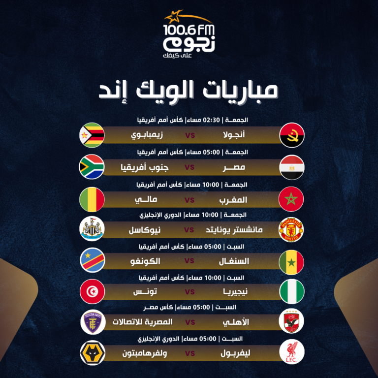 أبرز مباريات «الويك إند» | منتخب مصر بكأس أمم أفريقيا.. والأهلي في «كأس ...